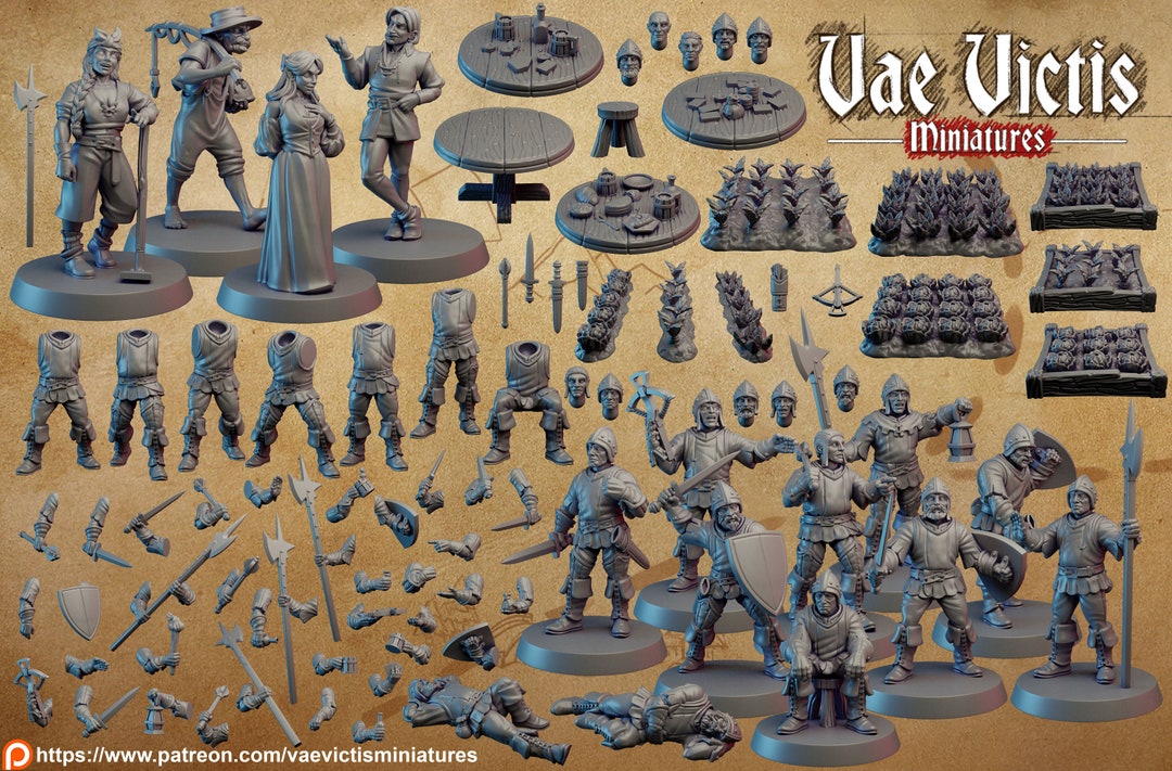 Fantasy Village Commoners by Vae Victis Miniatures 28-32mm 3d Miniature ...
