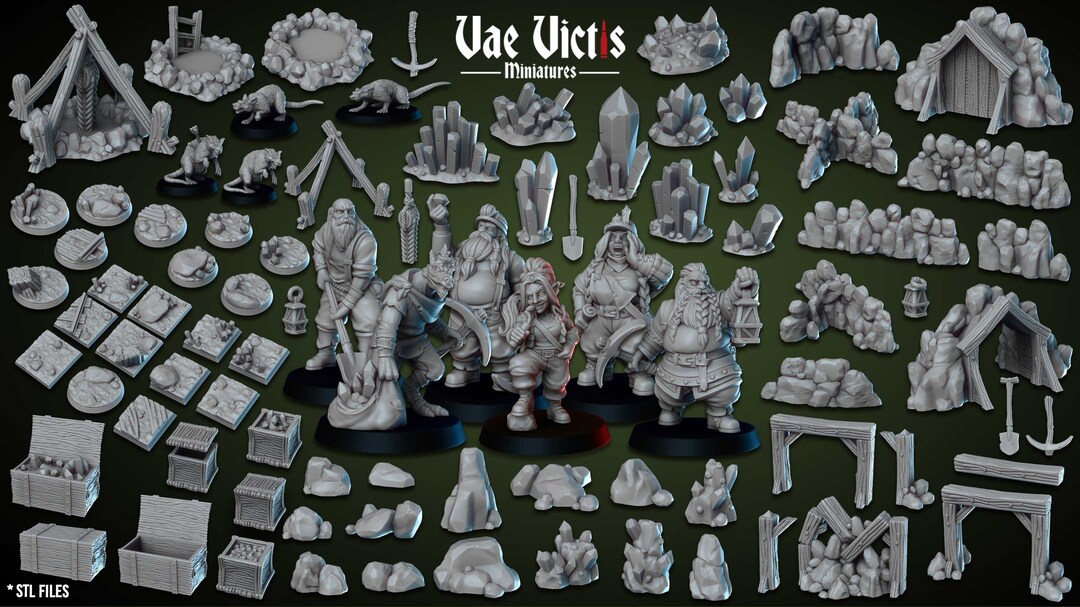 Miners Set November 2020 28-32mm by Vae Victis Miniatures 3d Miniature ...