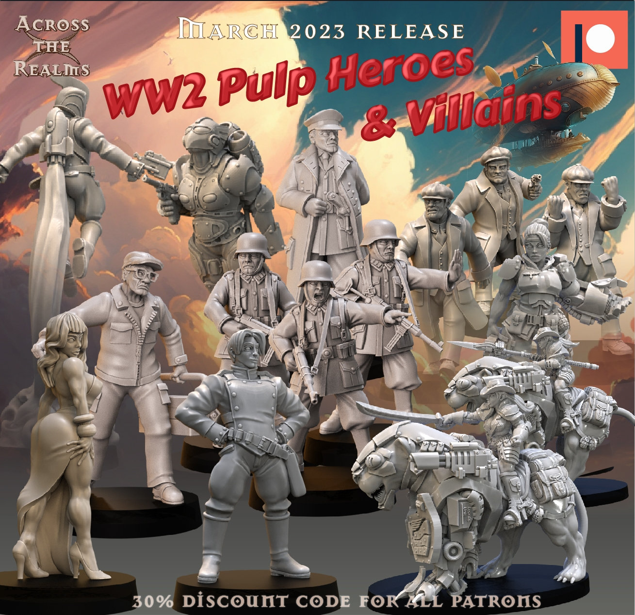 WW2 Pulp Heroes & Villains March 2023 Across the Realms 32mm - Etsy Finland
