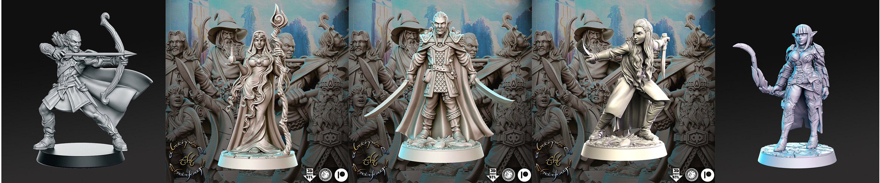 Miniature Toys Elven Hero RNE Studio 28-32mm 3d Miniature Tabletop/ RPG ...