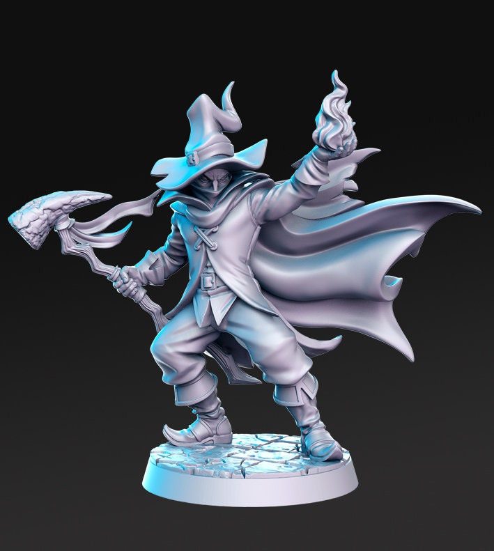 Human Male Wizards / Zauberer / Warlocks RNE Studio 28-32mm 3d Miniatur ...