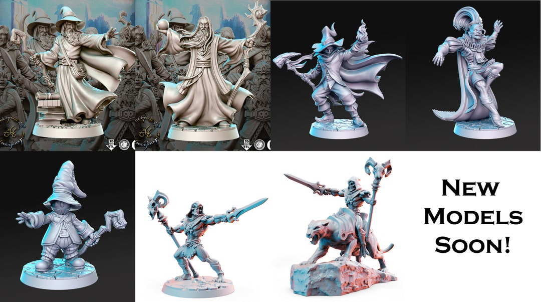 Human Male Wizards / Sorcerers / Warlocks RNE Studio 28-32mm 3d ...