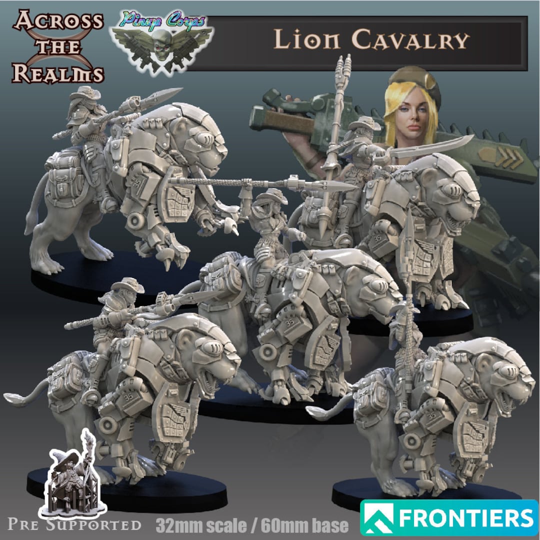 Lion Cavalry Set by Across the Realms 3d Miniature Tabletop/ RPG/ Dnd ...