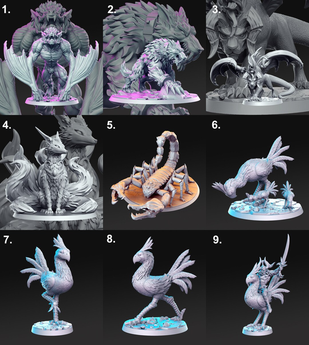 Beast Menagerie 28/32mm RNE Studio 3d Miniature Tabletop/ RPG /JRPG ...