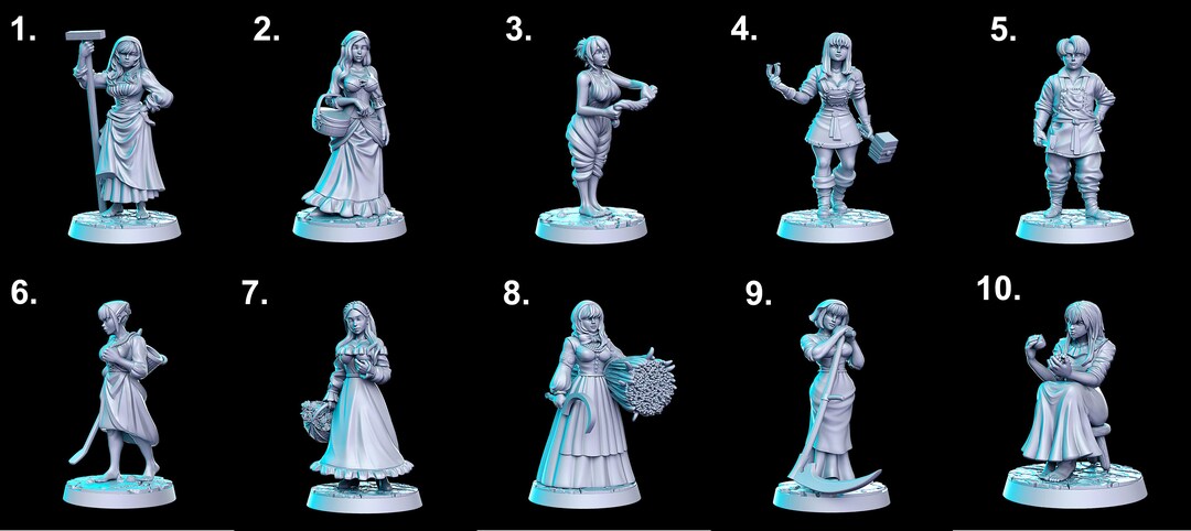 Peasant & Trades Npc's 28-32mm Miniatures by RNE Studio 3d Miniature ...
