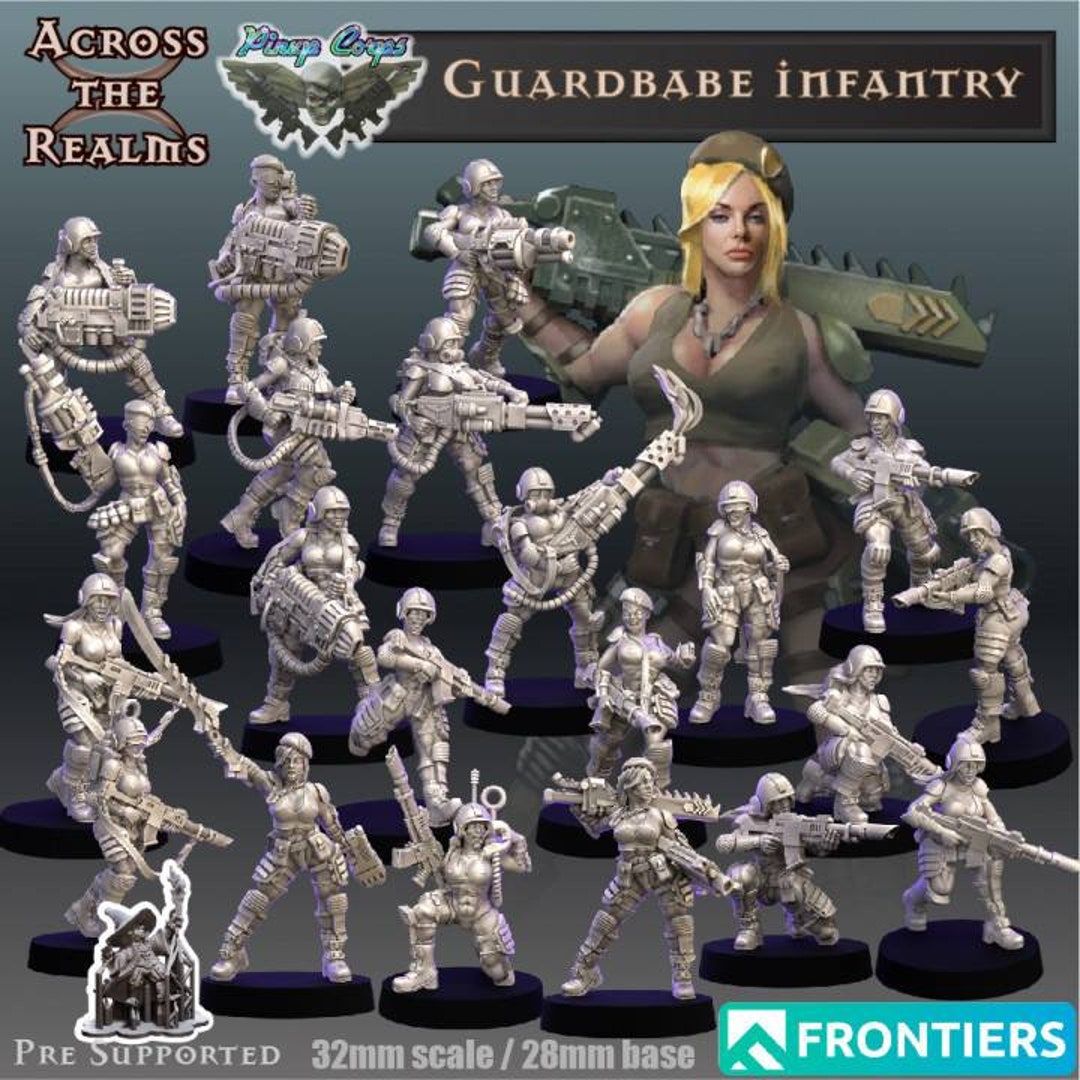 Guardbabes Infantry (20 Models) 32mm 3d Miniature Tabletop/ RPG /JRPG ...