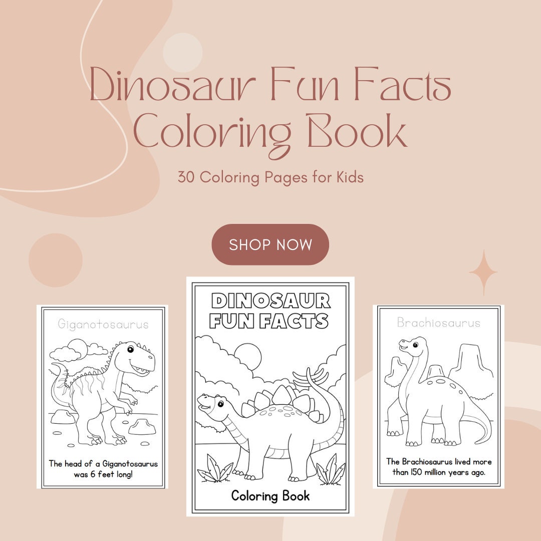 30 Pages Dinosaur Fun Facts for Kids - Etsy
