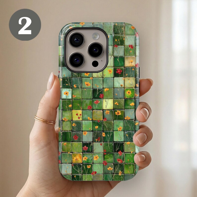 Personalized Mosaic Tile Phone Case Custom Floral Cover for iPhone 17 ...