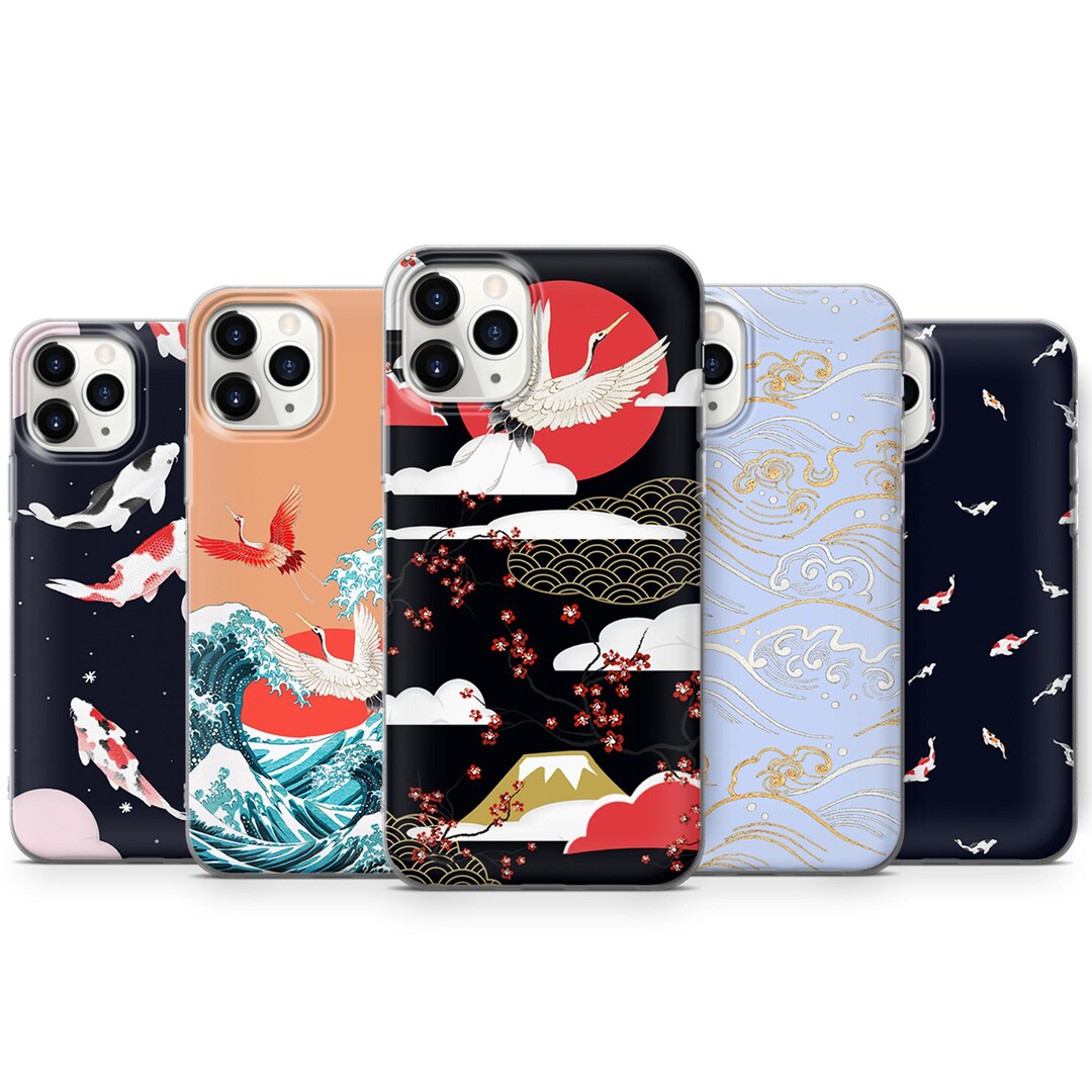 Japanese Phone Case Koi Fish Cover Fit for iPhone 16 15 14 13 12 11 Pro ...