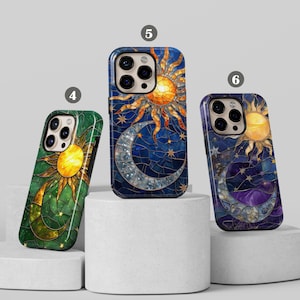 Celestial Stained Glass Phone Case - Sun Moon Cover for iPhone 17 Pro ...