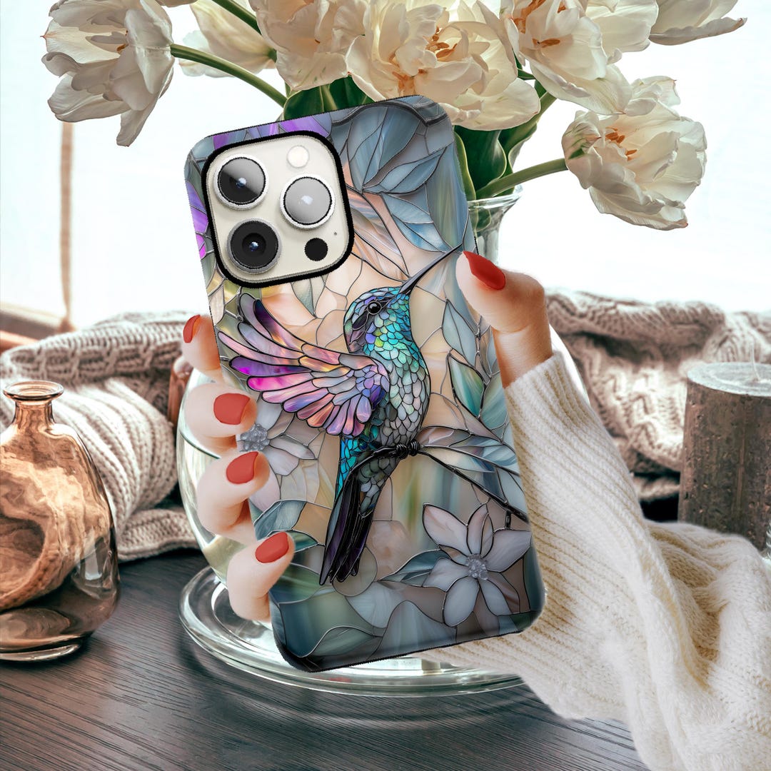Stained Glass Hummingbird Phone Case Cute Mosaic Bird Cover Fit iPhone ...