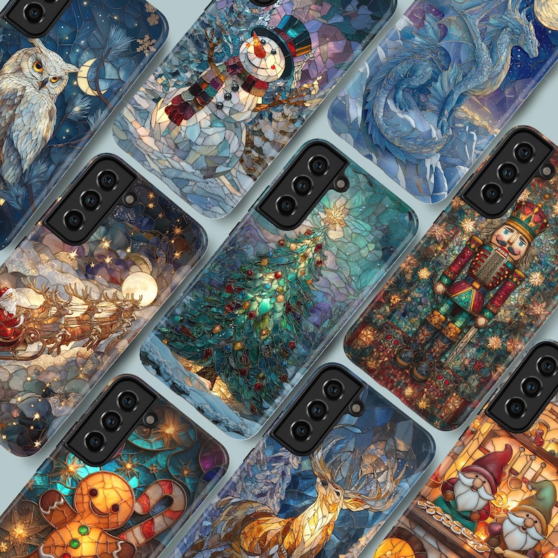 Stained Glass Christmas Phone Case – Winter Art Cover for Samsung S25 ...
