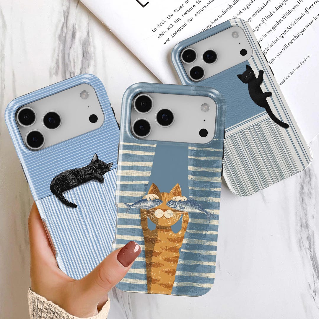 Striped Phone Case – Funny Meme Cat Cover for iPhone 17 Pro Max 16 15 ...
