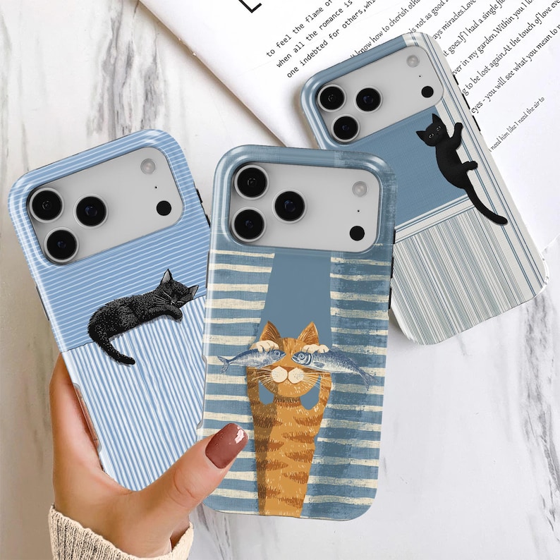 Striped Phone Case – Funny Meme Cat Cover for iPhone 17 Pro Max 16 15 ...