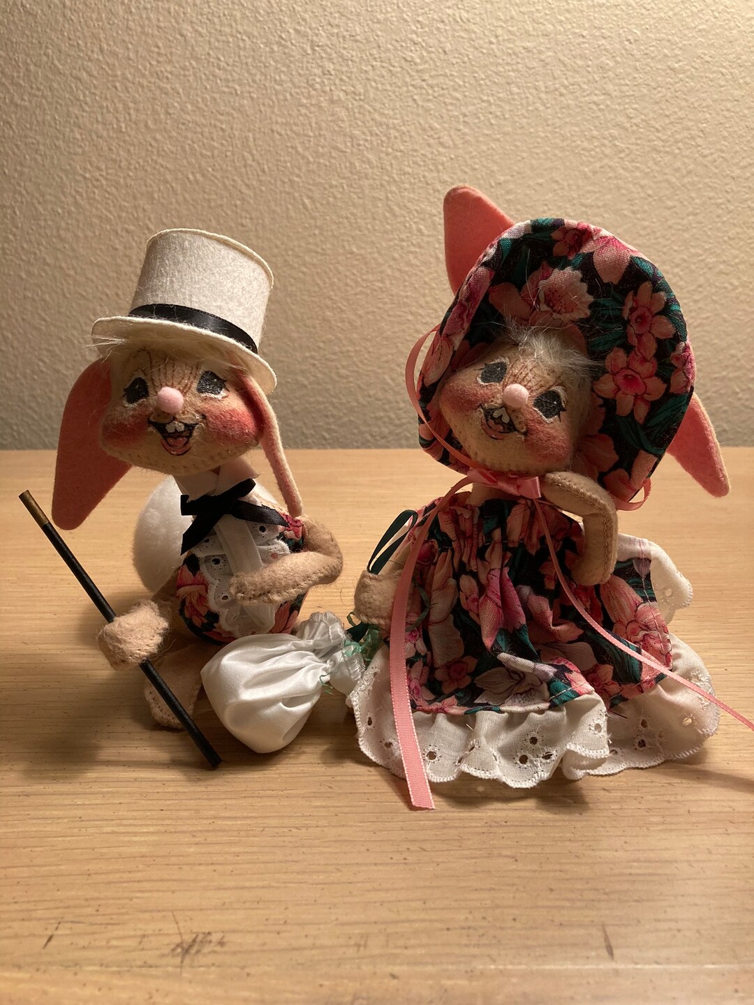 Annalee Mr and Mrs Easter Bonnet Bunnies - Etsy