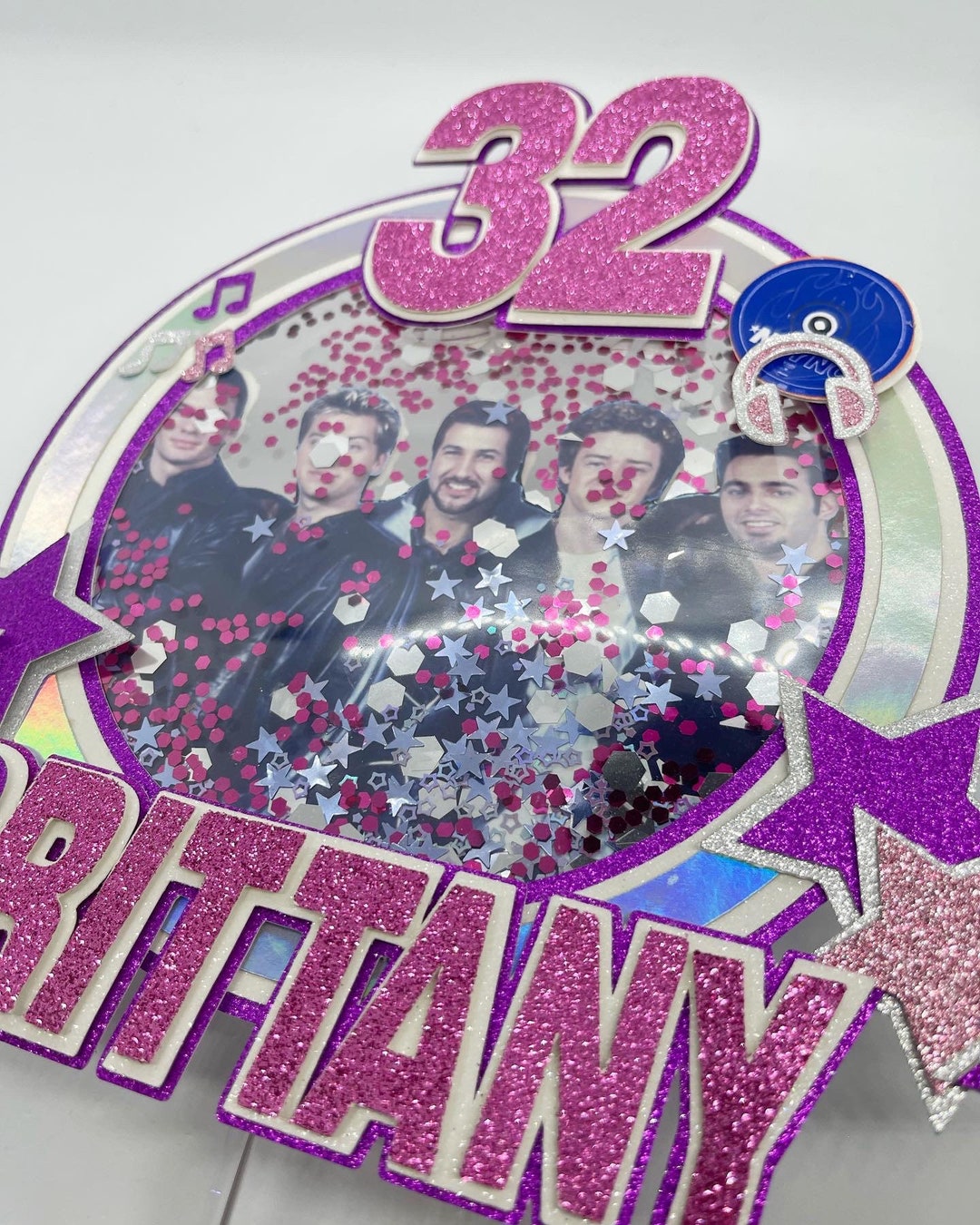 NSYNC Birthday Cake Topper | 90s Music Party | Glitter Confetti Shaker ...