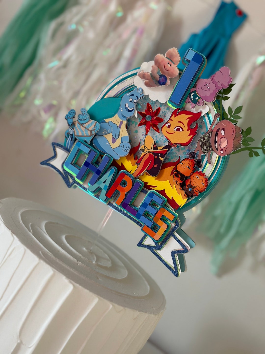 Elemental Movie Cake Topper | Fire and Water Character Topper | Pixar ...