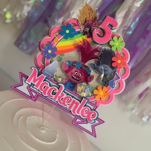 Trolls Theme Birthday Cake Topper - Etsy UK