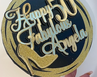 50 Years of Fabulous Fifty Cake Topper 50th Birthday Topper - Etsy