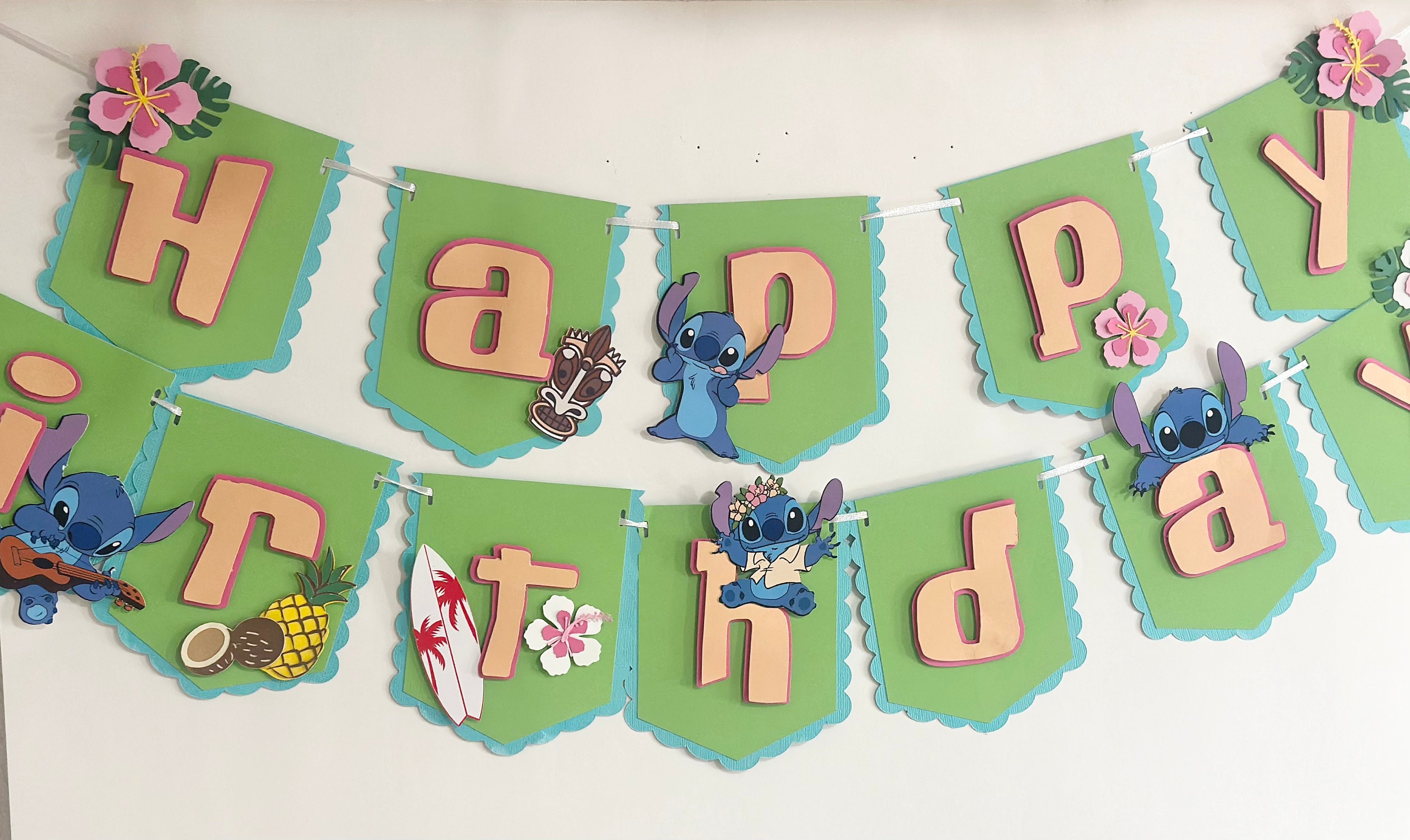Lilo and Stitch Birthday Banner | Hawaiian Ohana Party, Custom Name - Etsy