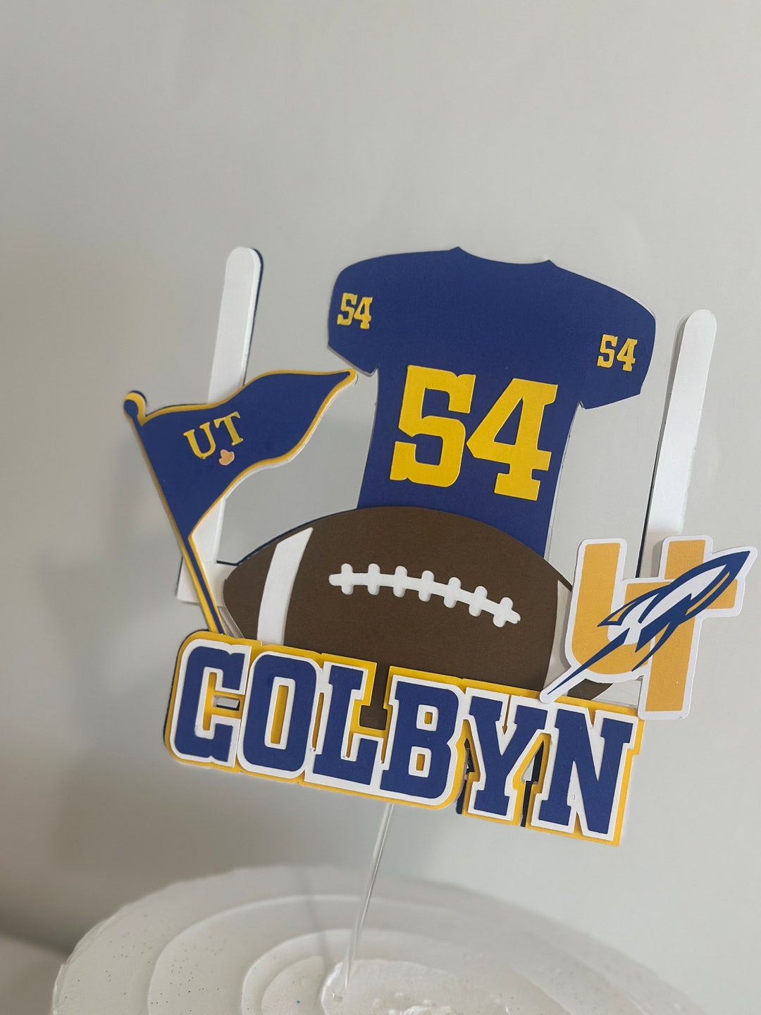 Football Cake Topper | Sports Birthday Party Decor | Touchdown Theme ...