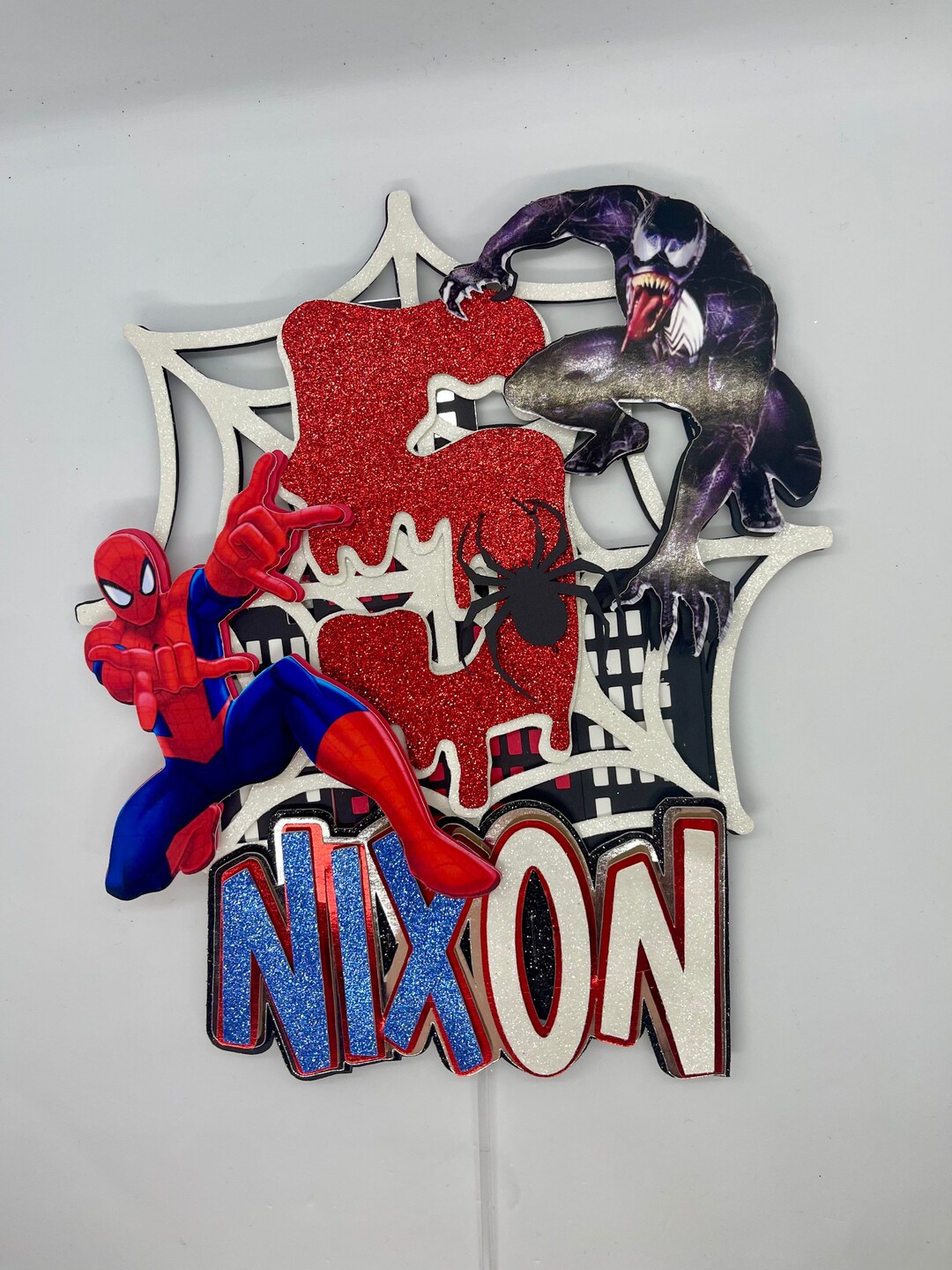 Venom Spiderman Cake Topper | Marvel Superhero Birthday Decor | Black ...