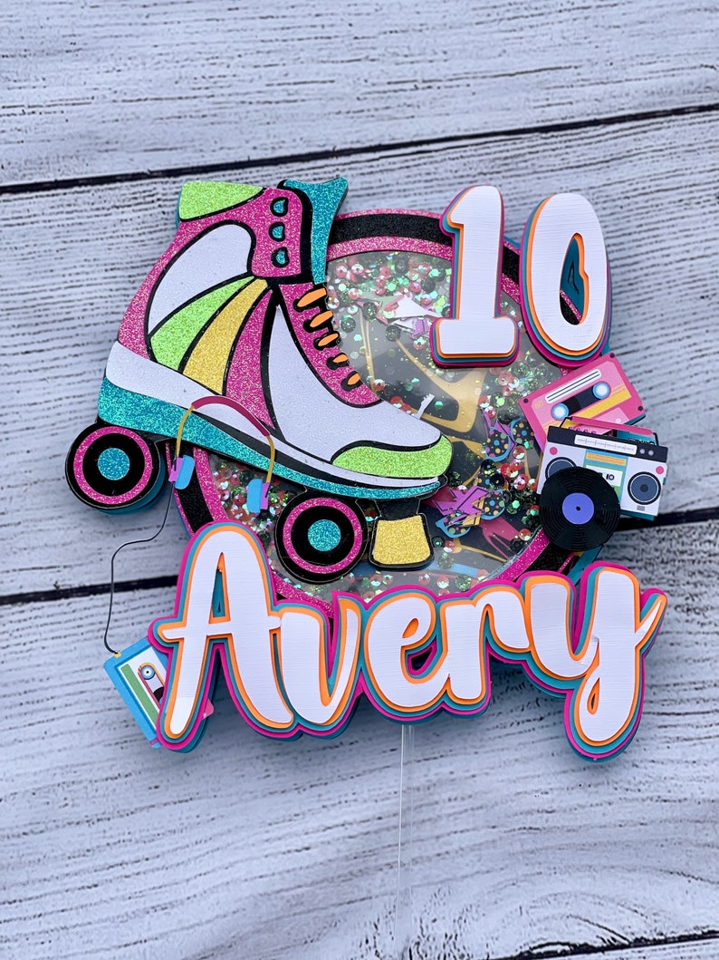 80'S Roller Skate Theme Shaker Cake Topper | Etsy