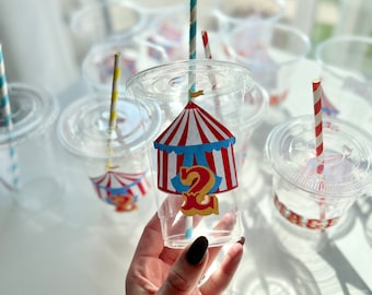 CIRCUS PARTY CUPS Circus Birthday Cups Circus Party Favors - Etsy