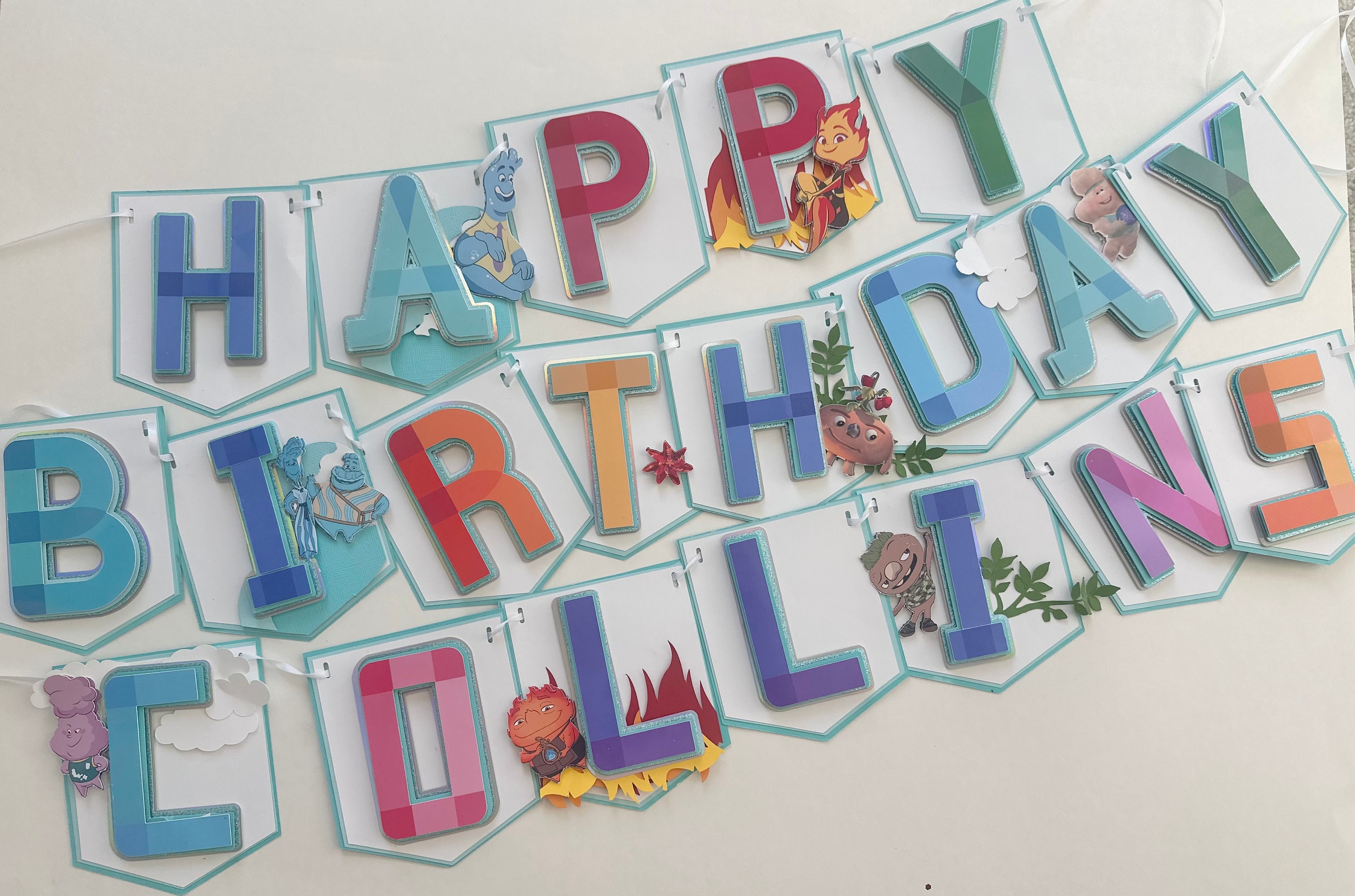 Elemental Movie Birthday Banner: Custom Name, Fire & Water Party Decor ...