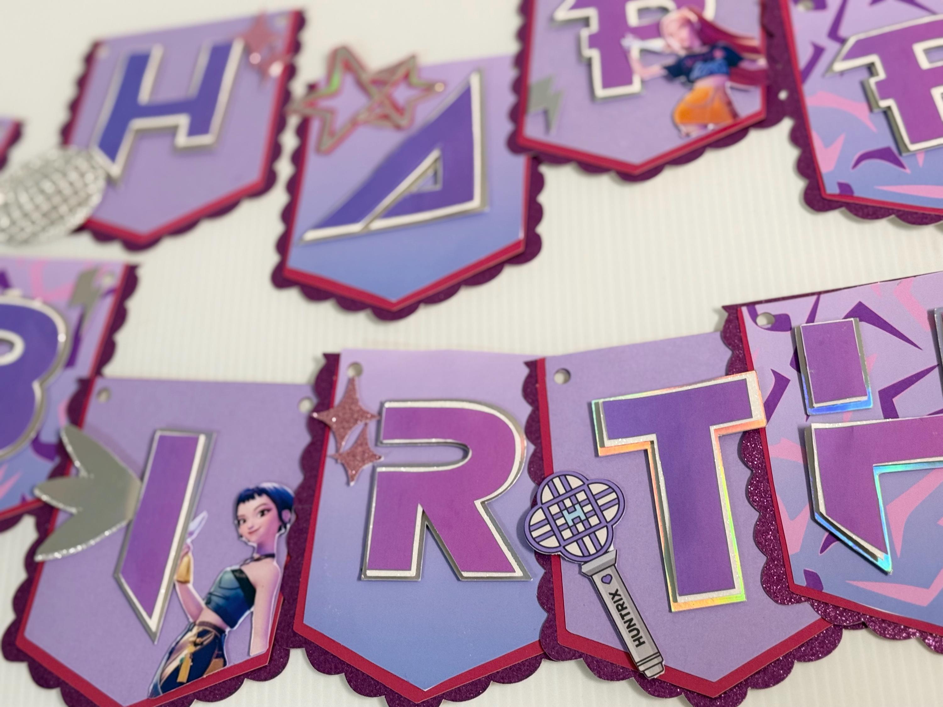 Custom Name Birthday Banner, Kpop Theme, Glitter Accents - Etsy