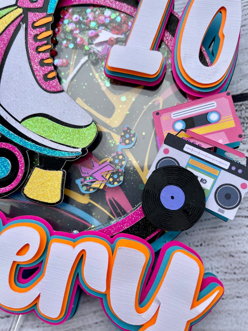 80'S Roller Skate Theme Shaker Cake Topper | Etsy