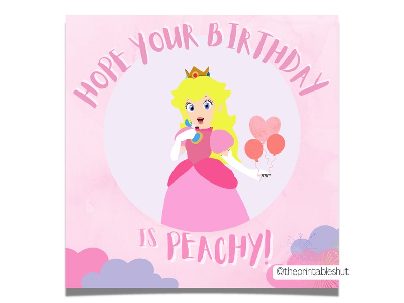 Printable Princess Peach Birthday Card | Super Mario Birthday Card ...