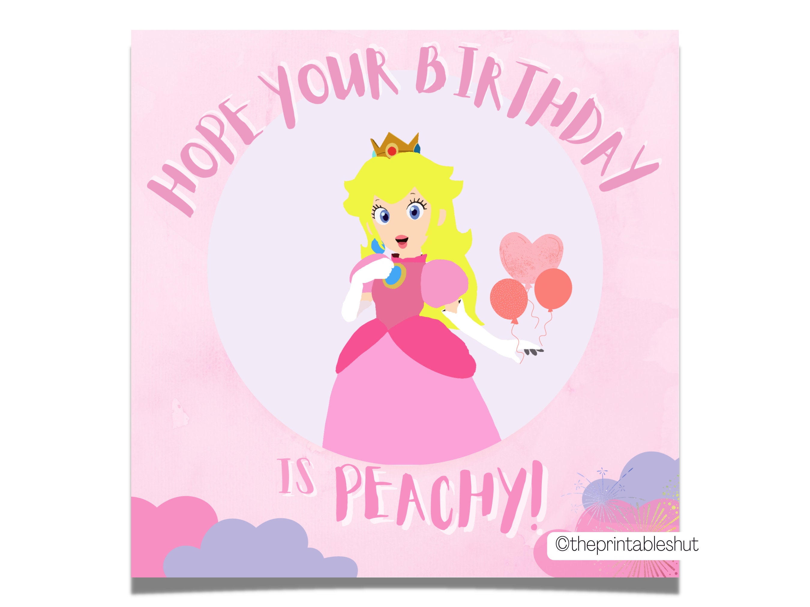 Printable Princess Peach Birthday Card | Super Mario Birthday Card ...