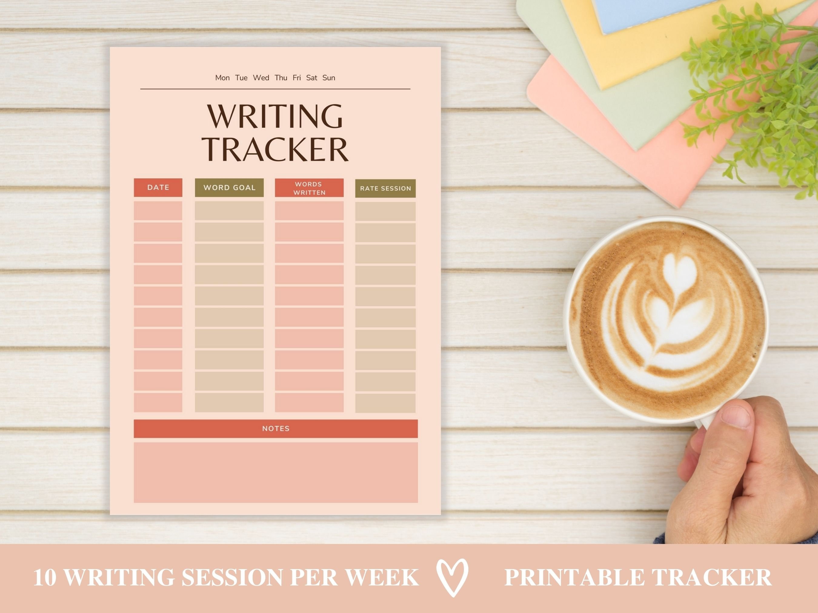 Printable Word Count Tracking Weekly Calendar - A4 Novel Writing ...