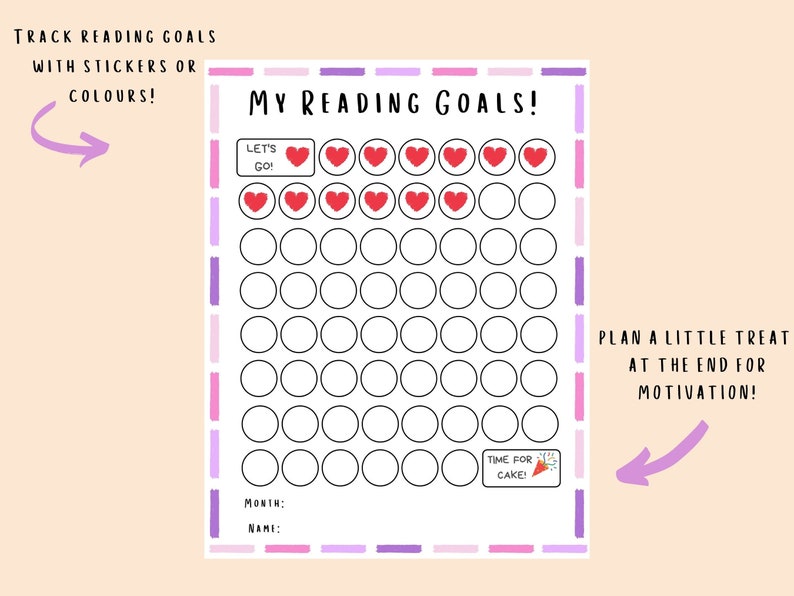 Kids Reading Goals Printable , Printable Reading Tracker, Children's ...