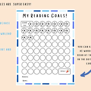 Kids Reading Tracker Printable, Reading Goal Chart (digital Download ...