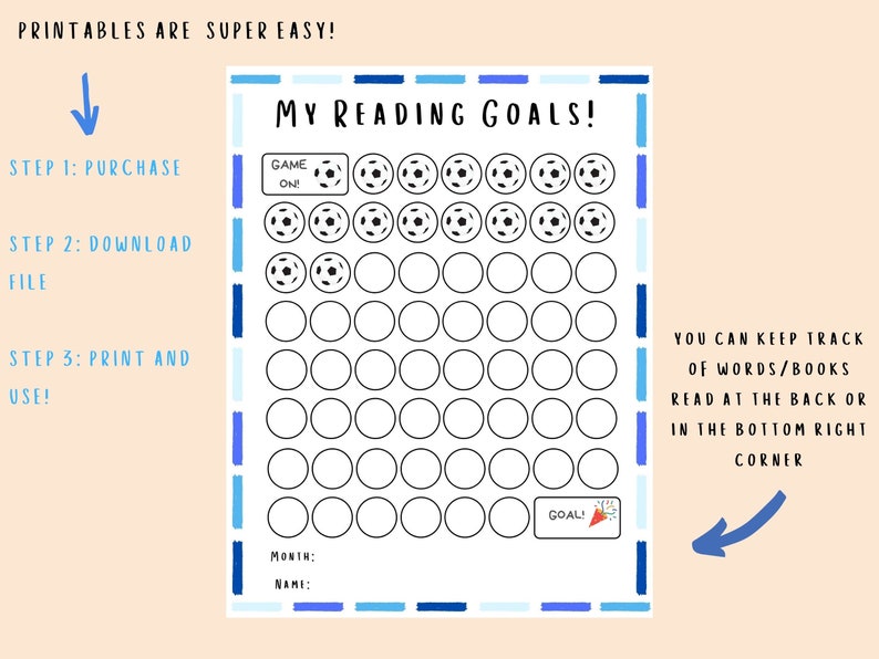Kids Reading Goals Printable , Printable Reading Tracker, Children's ...