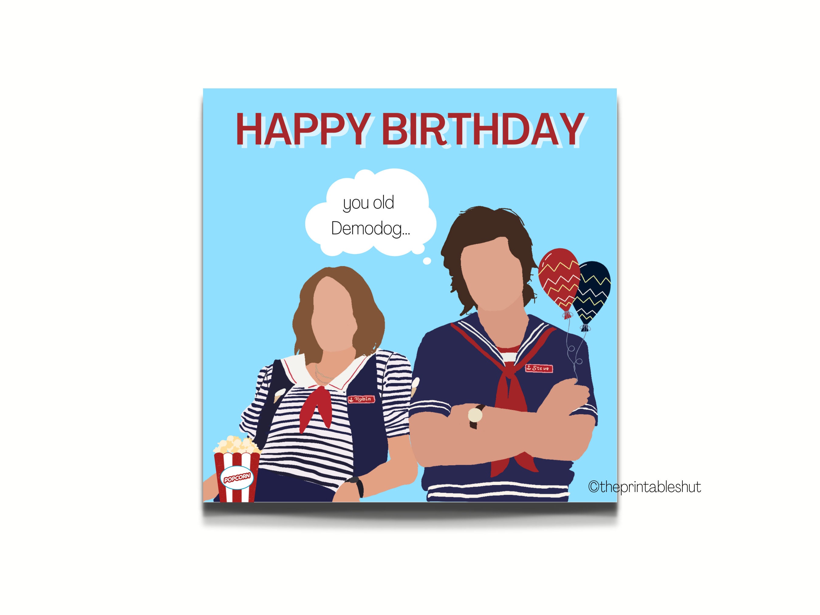 Stranger Things Birthday Card PRINTABLE Stranger Things Steve and Robin ...
