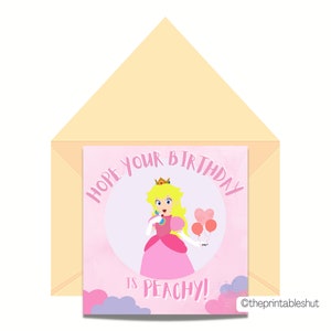 Printable Princess Peach Birthday Card Super Mario Birthday - Etsy UK