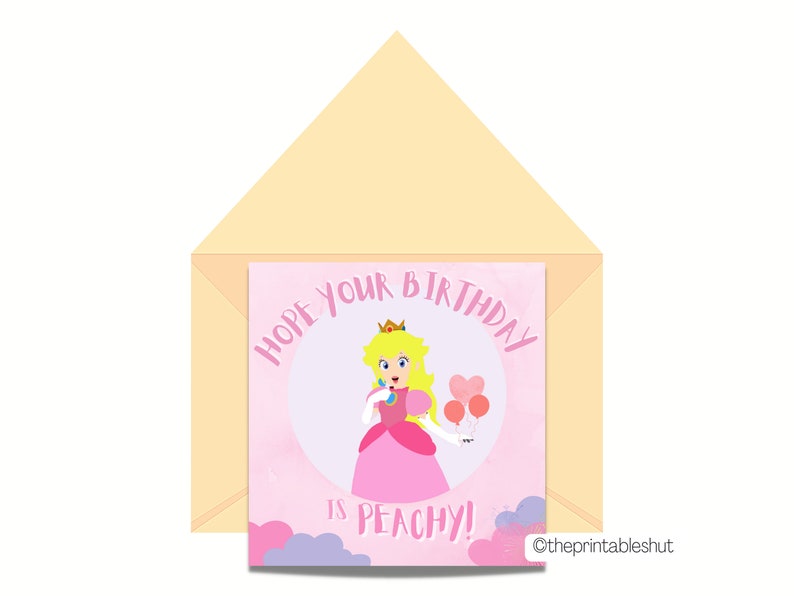 Printable Princess Peach Birthday Card Super Mario Birthday - Etsy UK