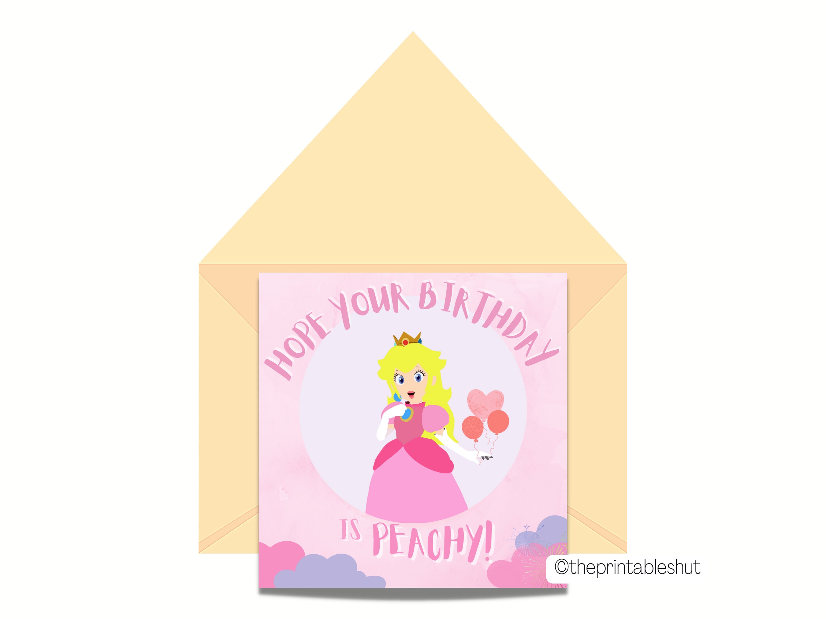 Printable Princess Peach Birthday Card Super Mario Birthday - Etsy
