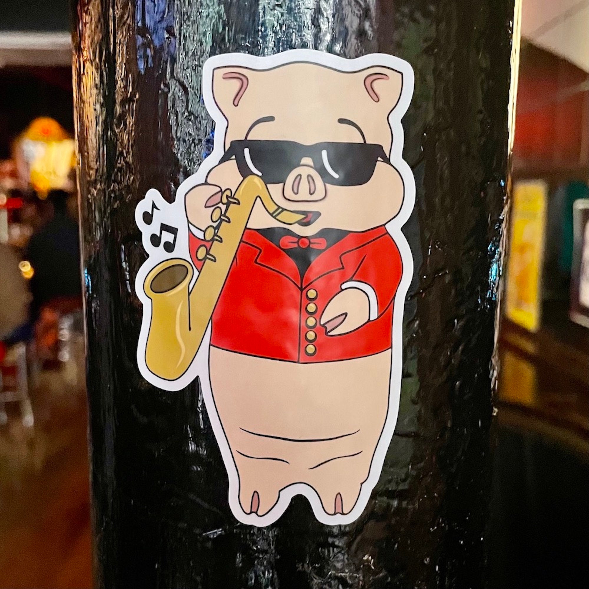 Pig Saxophone Sticker Pig Sticker Laptop Sticker Water - Etsy