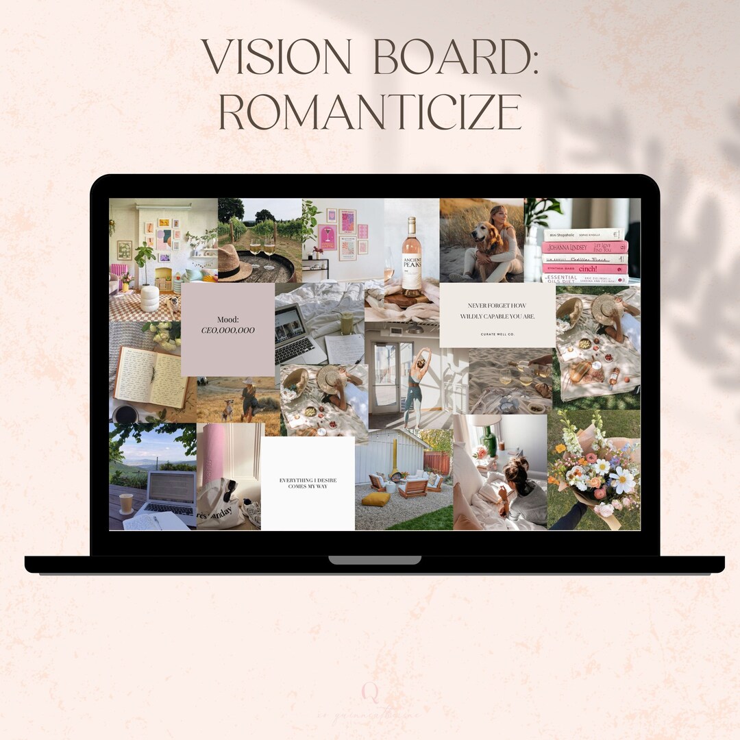 2024 Vision Board Computer Background Romanticize Your Life Instant ...