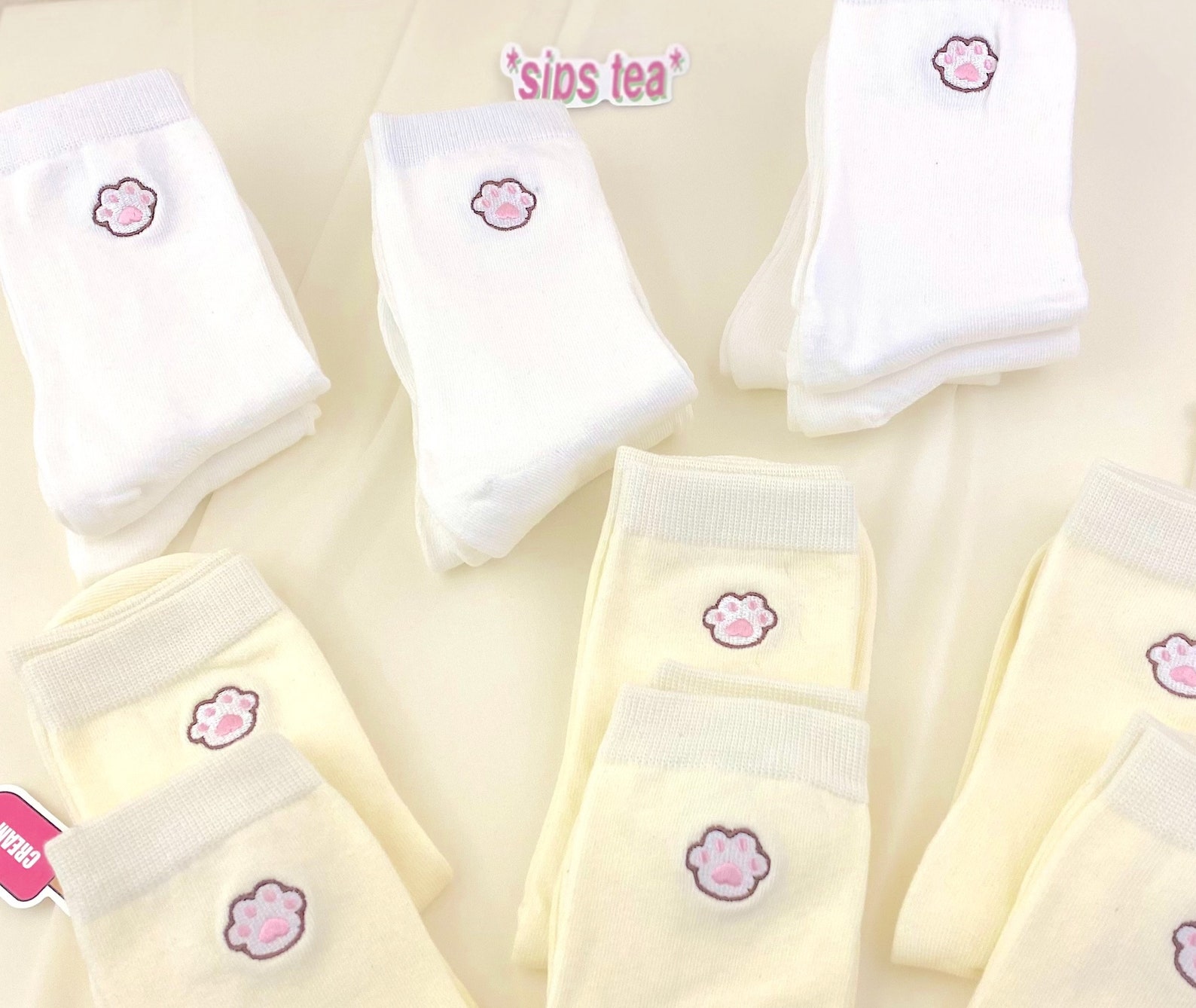 White Socks Cat Paw Sock Pack for Women Cool Socks Cat Paw - Etsy