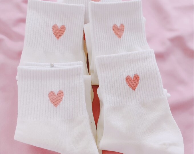 White Socks Heart Socks Love Socks Pack Pink Heart Print Socks Pack of ...