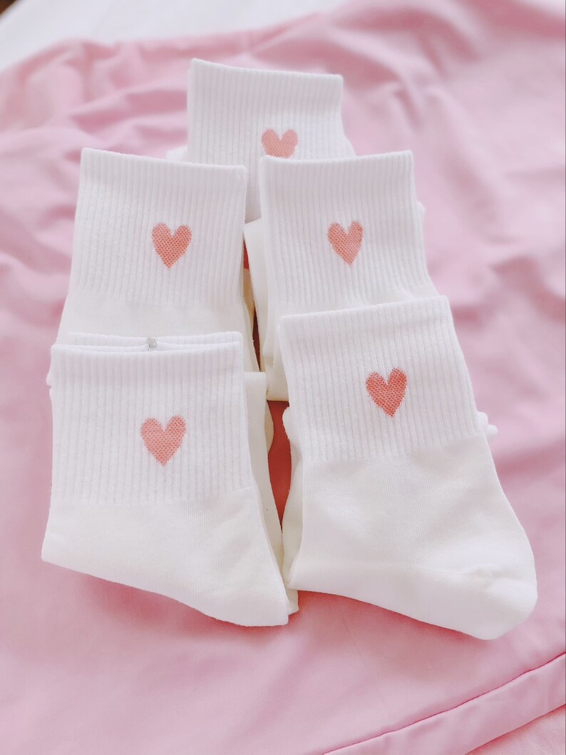 White Socks Heart Socks Love Socks Pack Pink Heart Print - Etsy