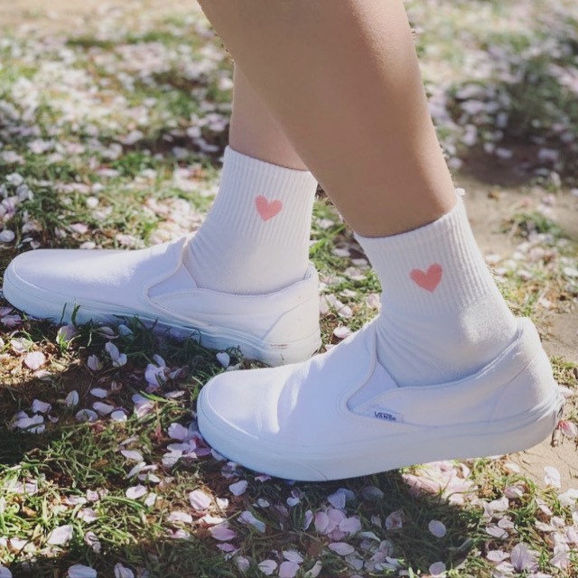 White Socks Heart Socks Love Socks Pack Pink Heart Print | Etsy