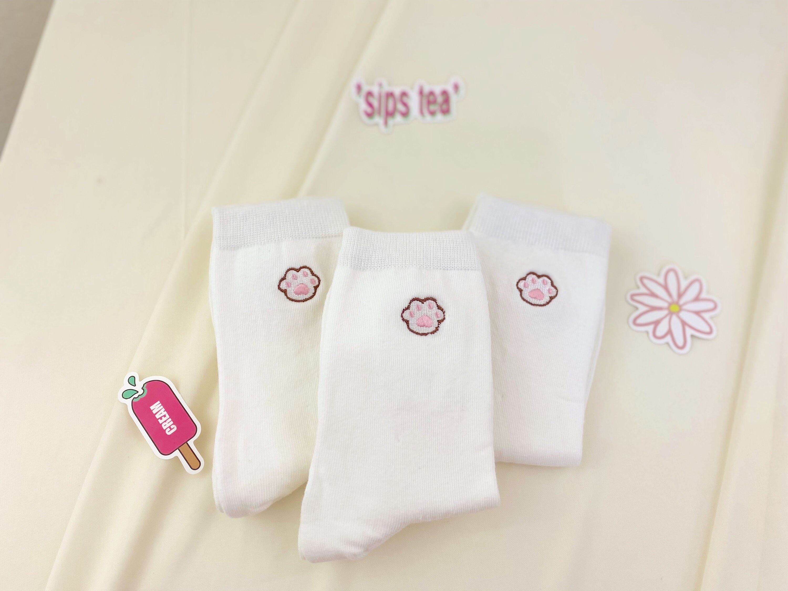 White Socks Cat Paw Sock Pack for Women Cool Socks Cat Paw | Etsy