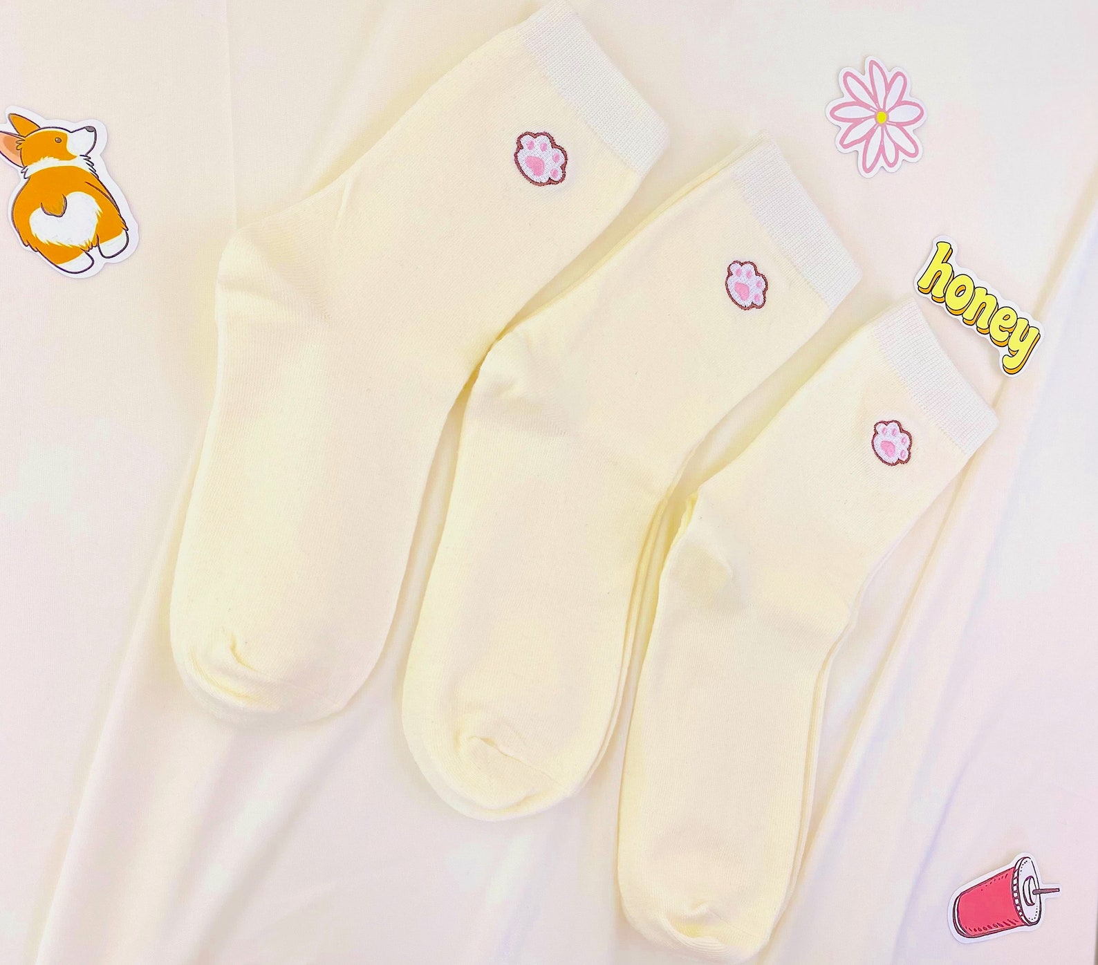 White Socks Cat Paw Sock Pack for Women Cool Socks Cat Paw | Etsy