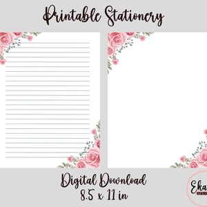 Printable Stationery Set of 4 US Letter Size Pink Floral - Etsy